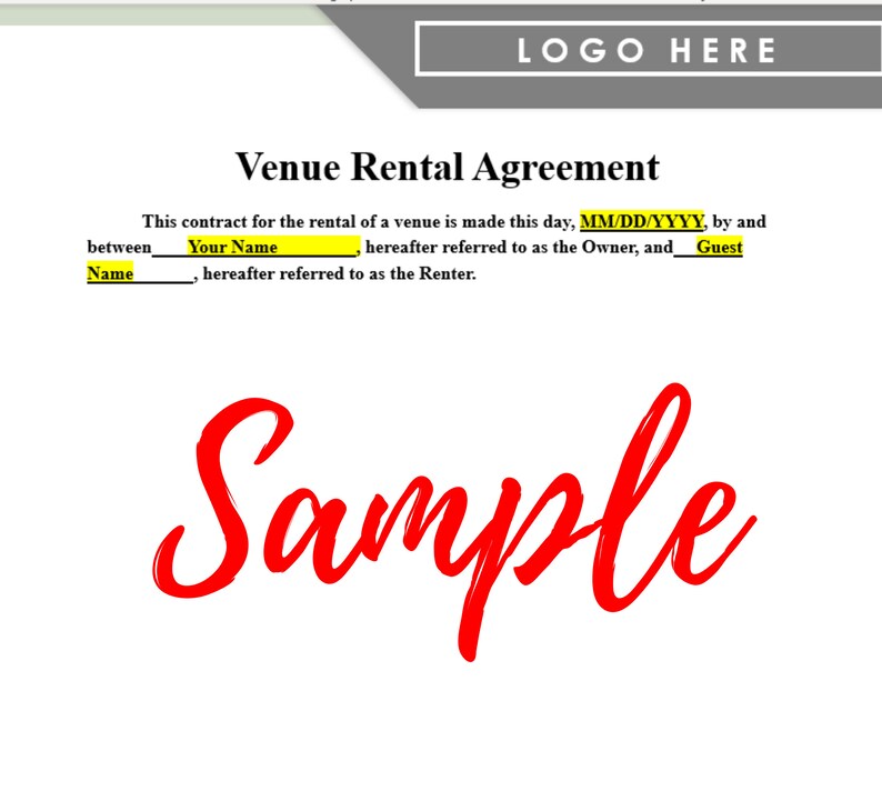 Venue Rental Contract, Venue Reservation Request Form, Event Space ...