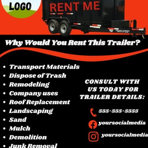 Dumpster Flyer, Dump Trailer Flyer, Trailer Rental Promotion, Roll off ...