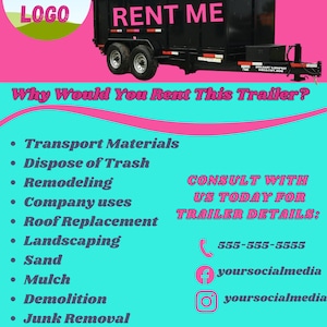 Dumpster Flyer, Dump Trailer Flyer, Trailer Rental Promotion, Roll off ...