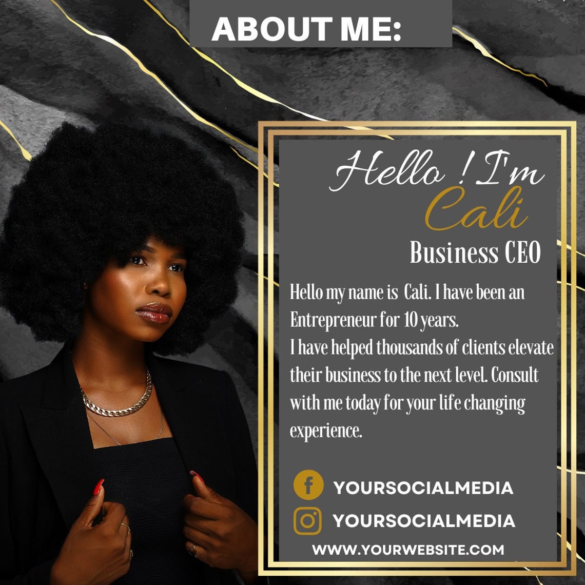About Me Post, About Me Template, About Me Page, About Me Page Canva ...