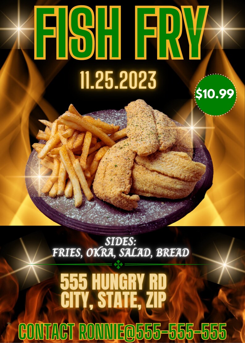 Fish Fry Flyer Fish Fry 5X7 Digital & Printable Flyer Fish - Etsy