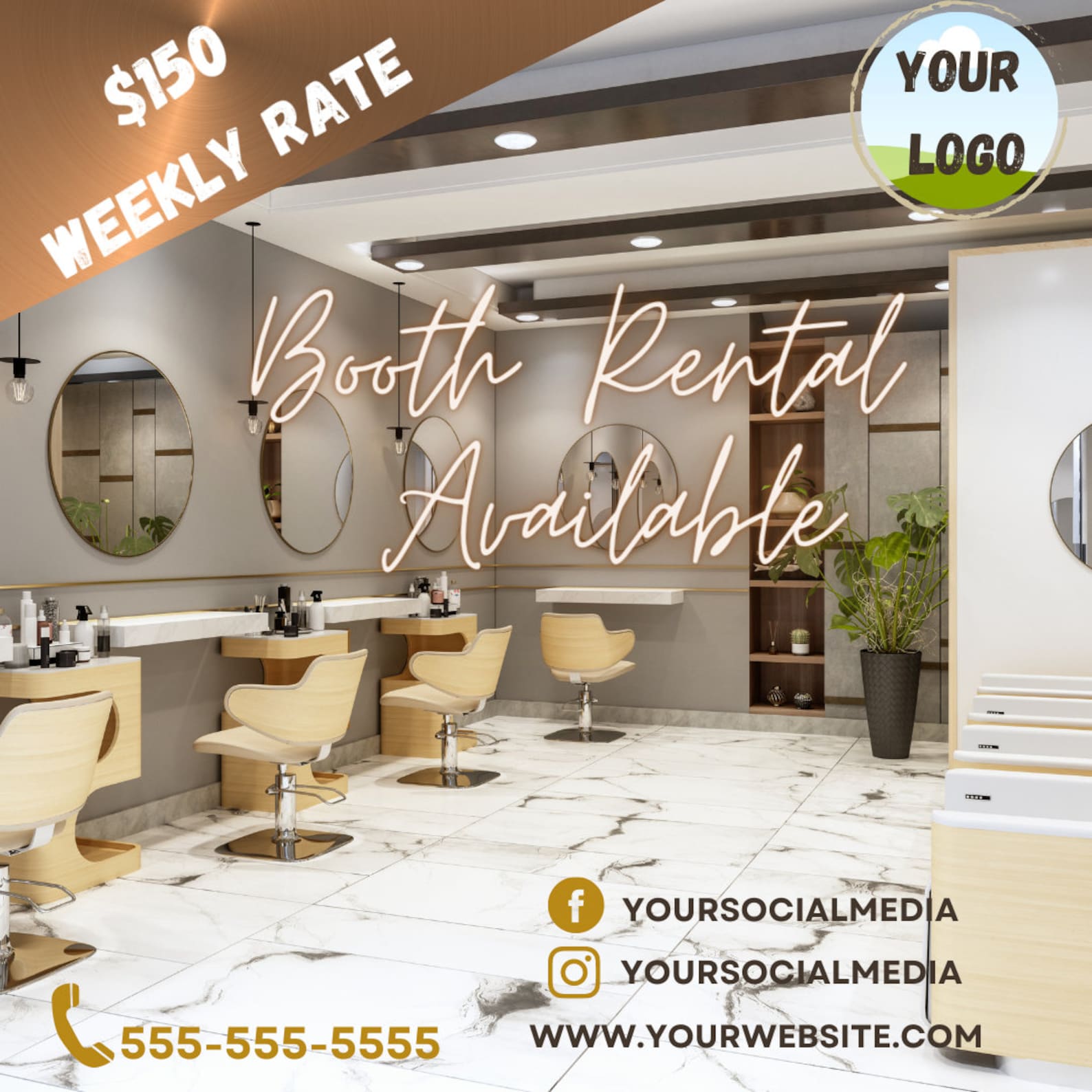 Booth Rental Flyer, Booth Rental Template, Hair Salon Rental, Massage ...