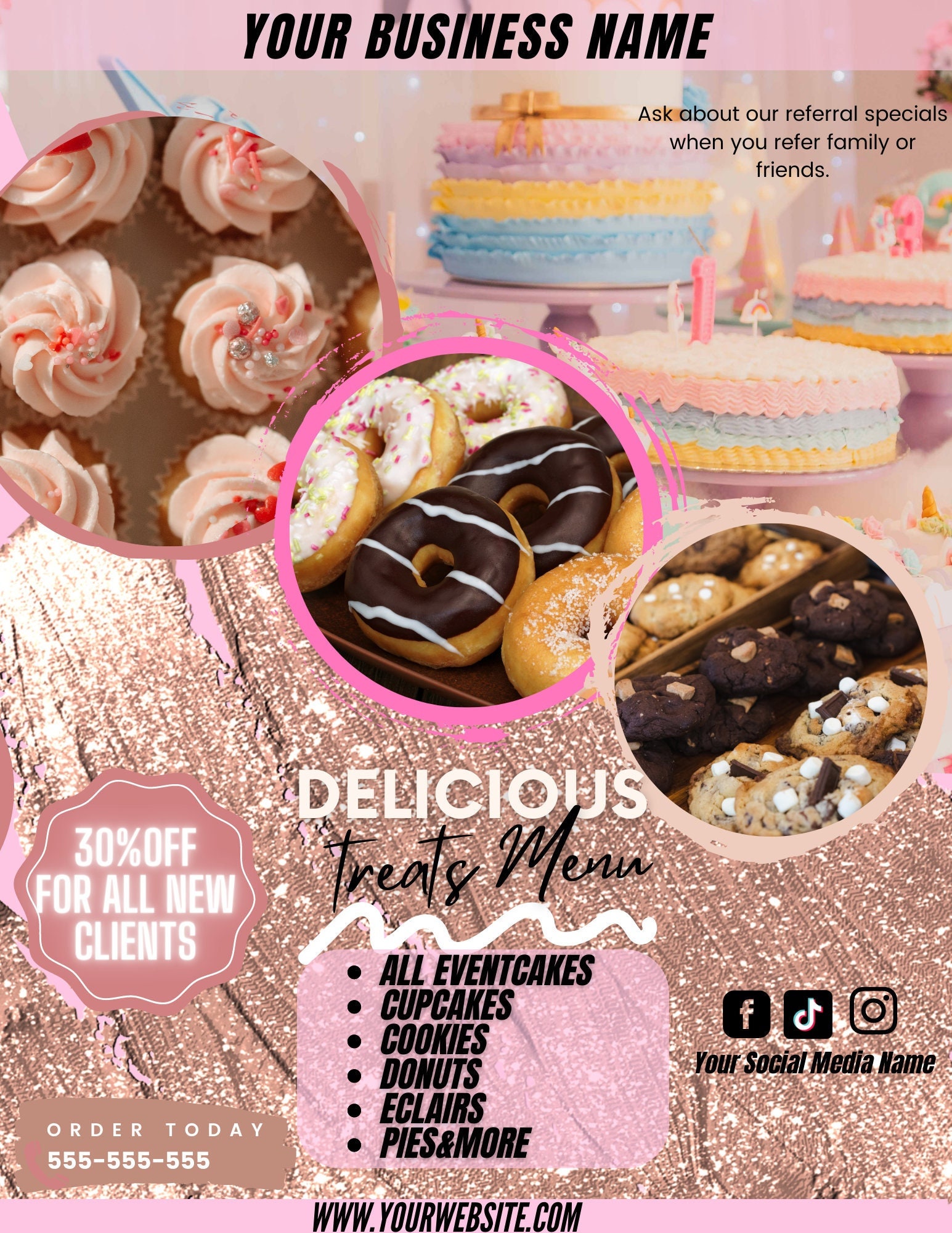 Business Announcement, Treats Flyer, Baker Flyer, Baking Dessert ...