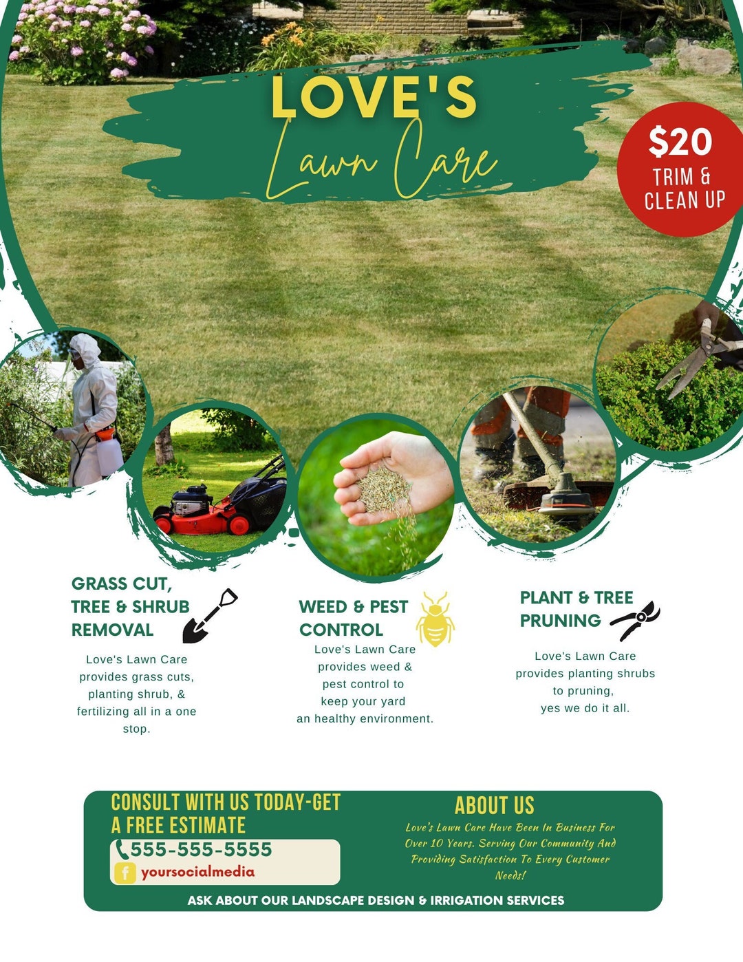 Business Announcement, Grass Cut Flyer, Grass Cut Promotion, Grass Cut ...