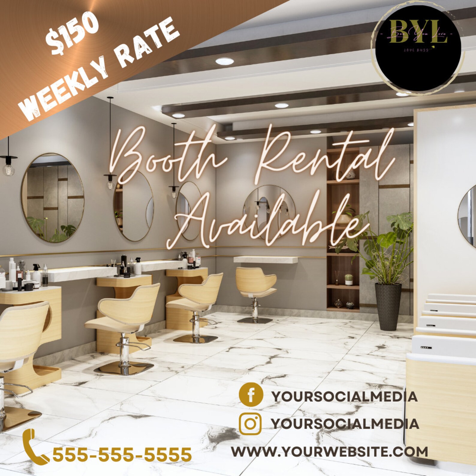 Booth Rental Flyer, Booth Rental Template, Hair Salon Rental, Massage ...