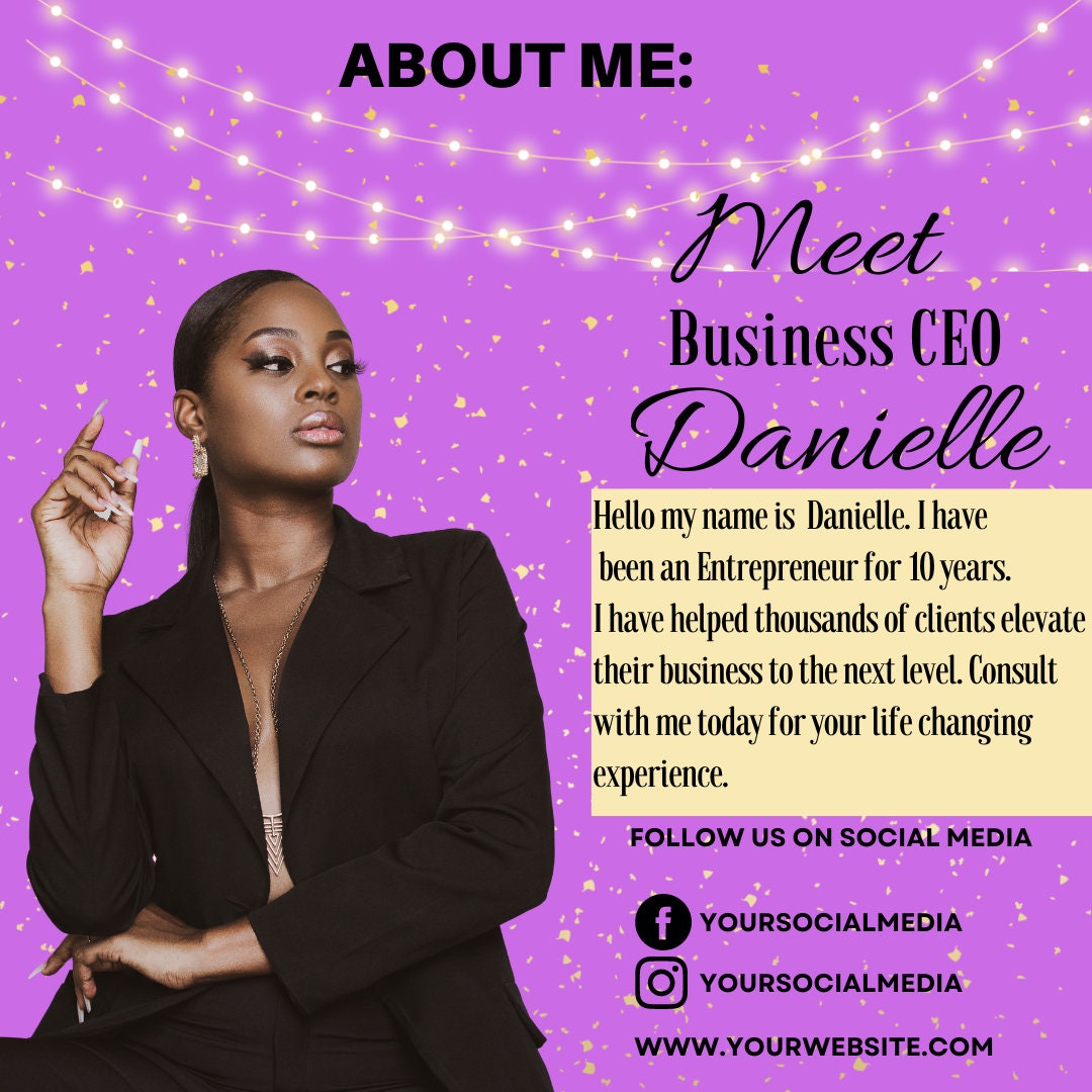 About Me Post, About Me Template, About Me Page, About Me Page Canva ...