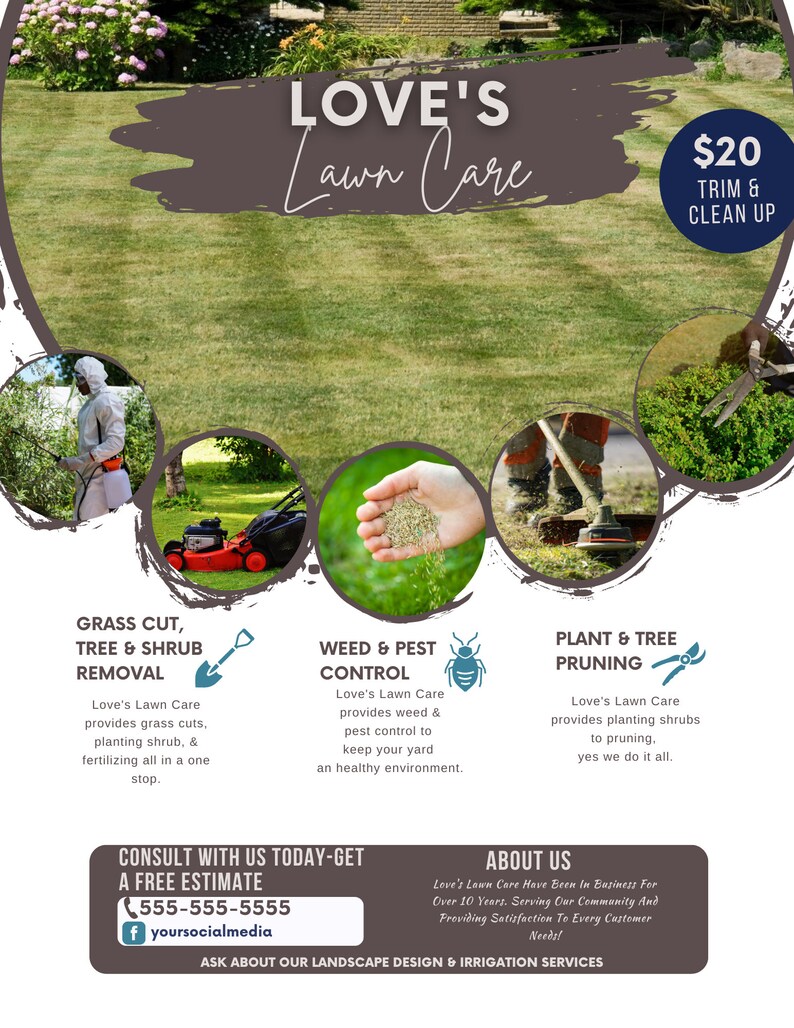 Business Announcement, Grass Cut Flyer, Grass Cut Promotion, Grass Cut ...