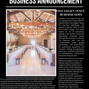 Venue Announcement, Venue Business Letterhead, Venue Rental Promo ...