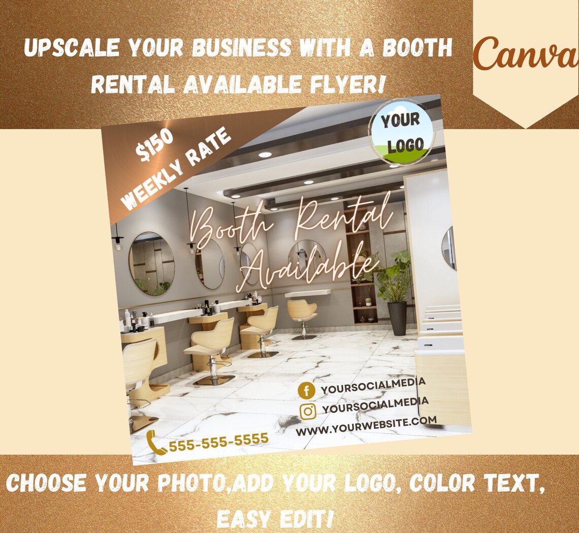 Booth Rental Flyer, Booth Rental Template, Hair Salon Rental, Massage ...