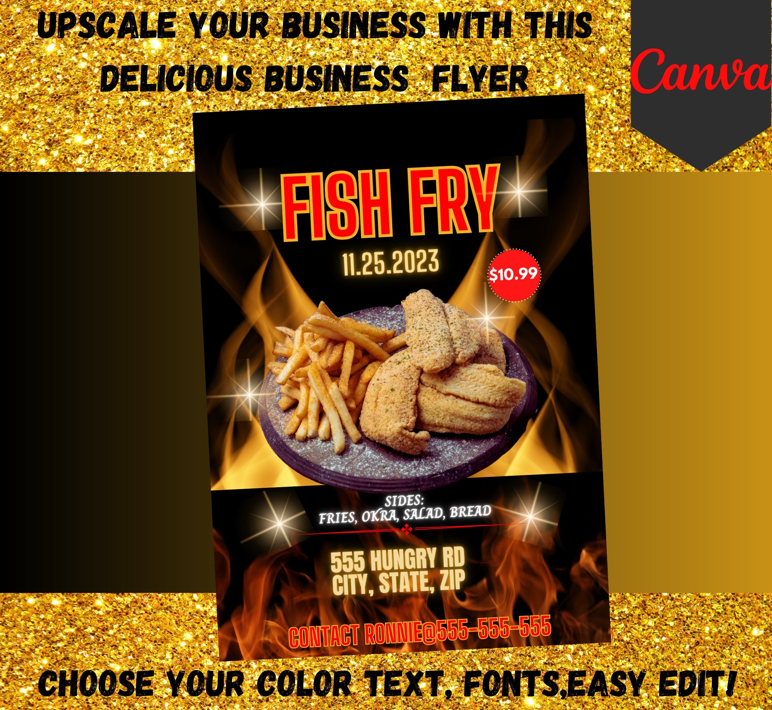 Fish Fry Flyer, Fish Fry 5X7 Digital & Printable Flyer, Fish Fry Plate ...