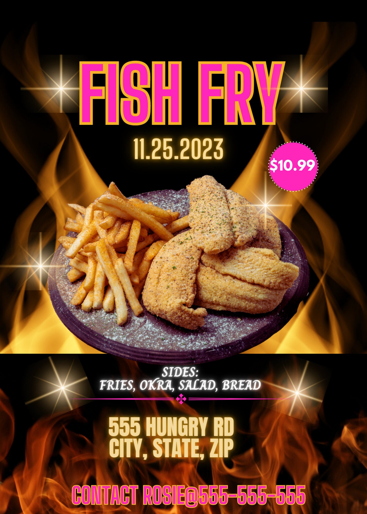 Fish Fry Flyer, Fish Fry 5X7 Digital & Printable Flyer, Fish Fry Plate ...