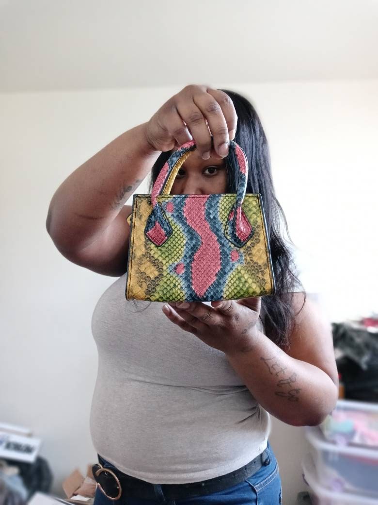 Multi Color Snake Skin Mini Hand Bag - Etsy