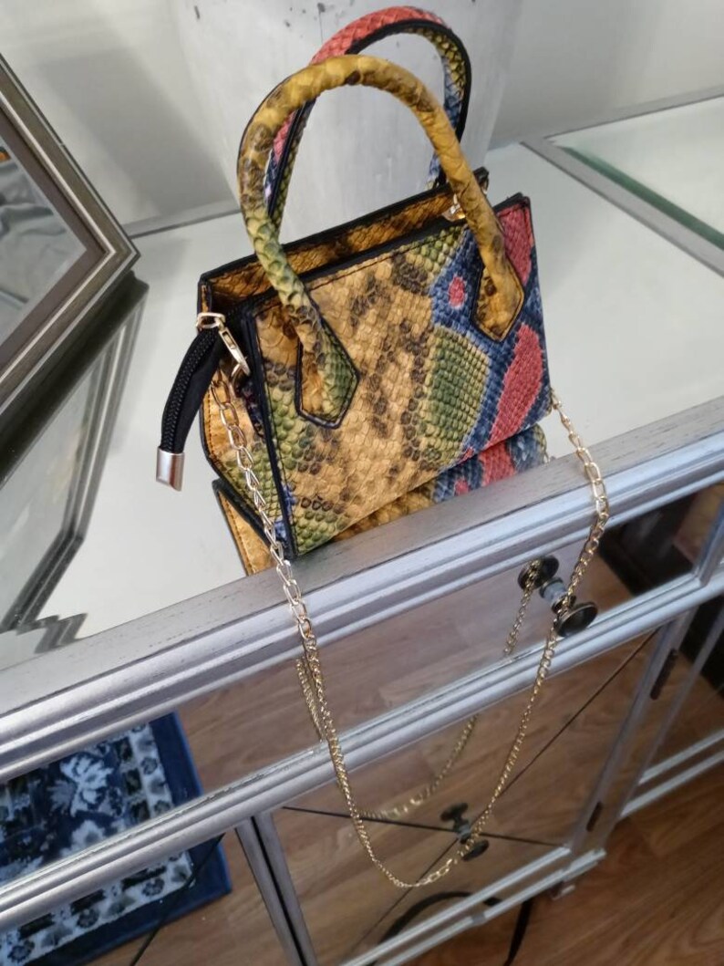 Multi Color Snake Skin Mini Hand Bag - Etsy