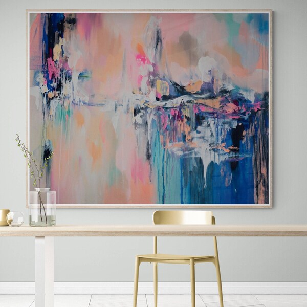 Pink Blue Wall Art - Etsy Australia