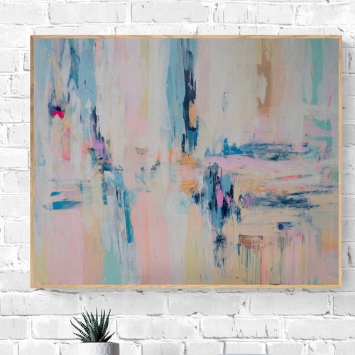 Pastel Colours Abstract Painting Canvas Paper Multicolour - Etsy