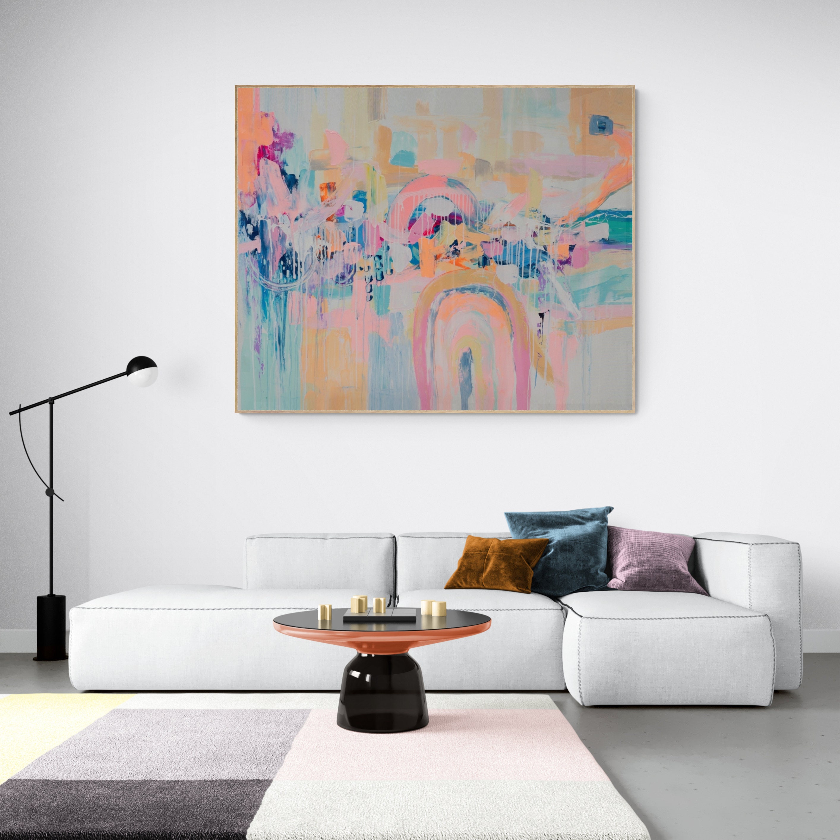 Pastel Colours Abstract Painting Canvas Paper Multicolour - Etsy