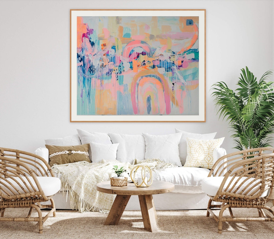 Pastel Colours Abstract Painting Canvas Paper Multicolour - Etsy