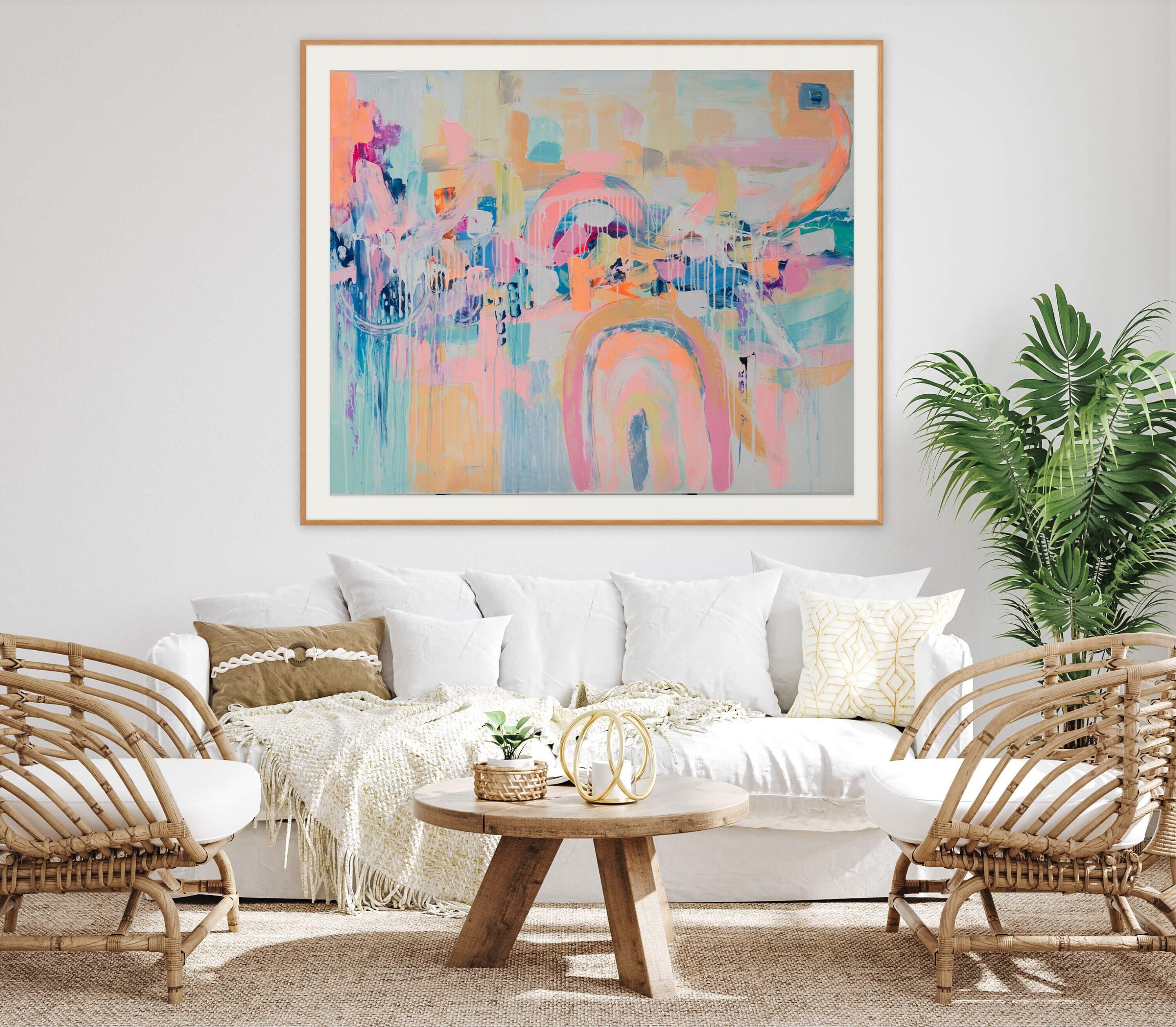 Pastel Colours Abstract Painting Canvas Paper Multicolour - Etsy