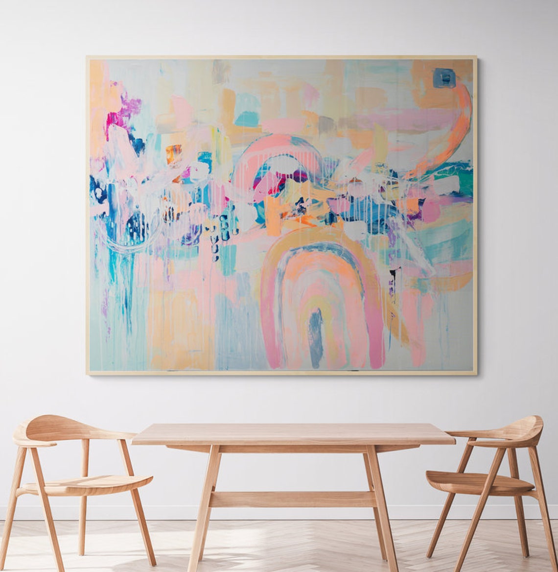 Pastel Colours Abstract Painting Canvas Paper Multicolour | Etsy