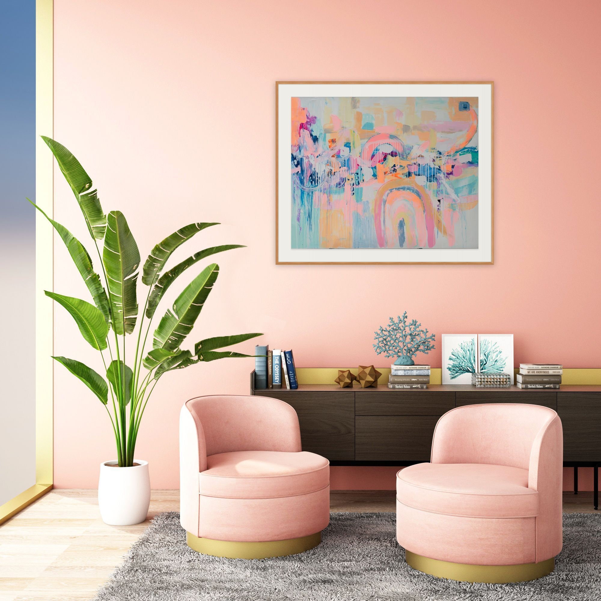 Pastel Colours Abstract Painting Canvas Paper Multicolour - Etsy