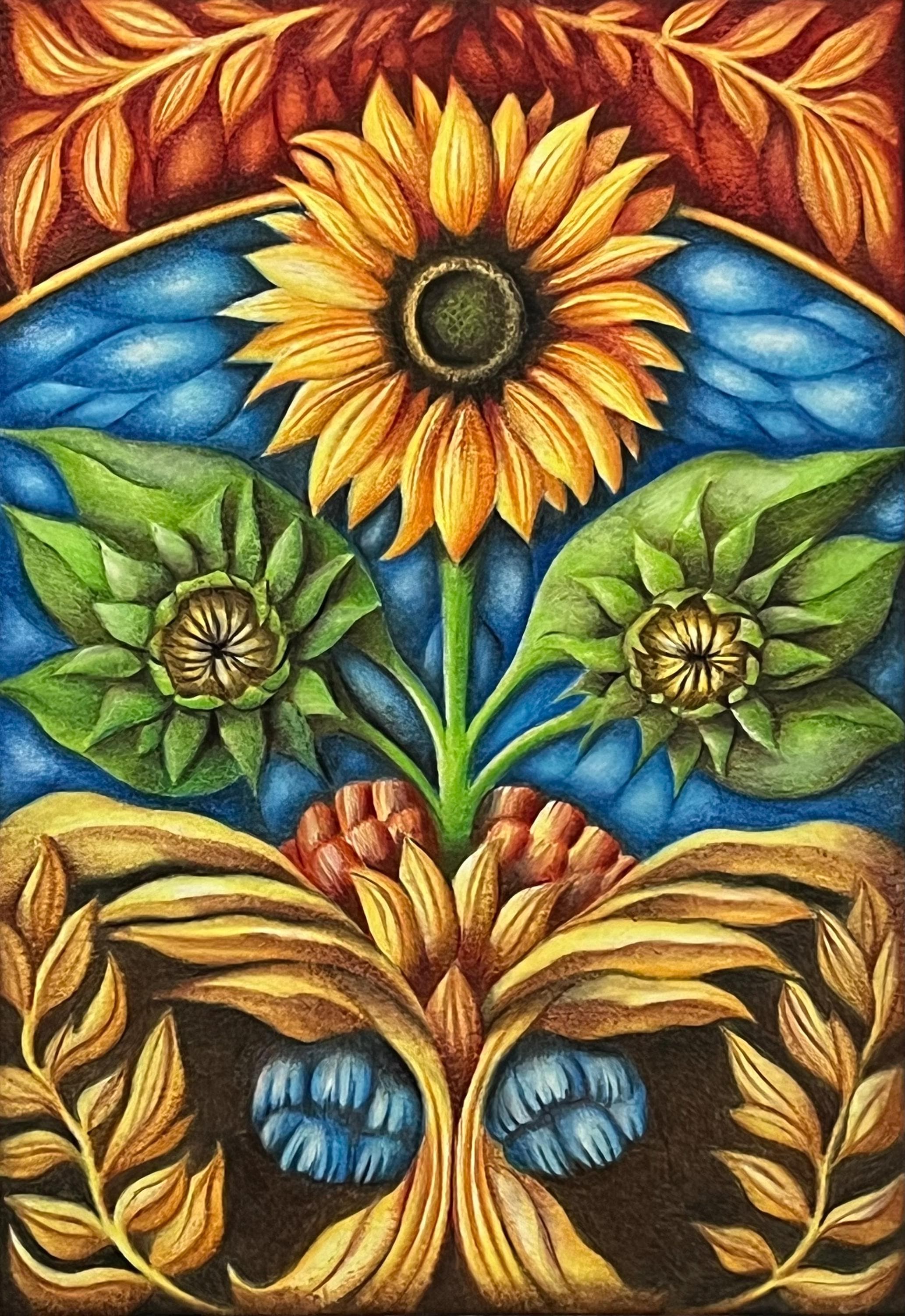 Sunflower Motif Illustrated Poster - Etsy