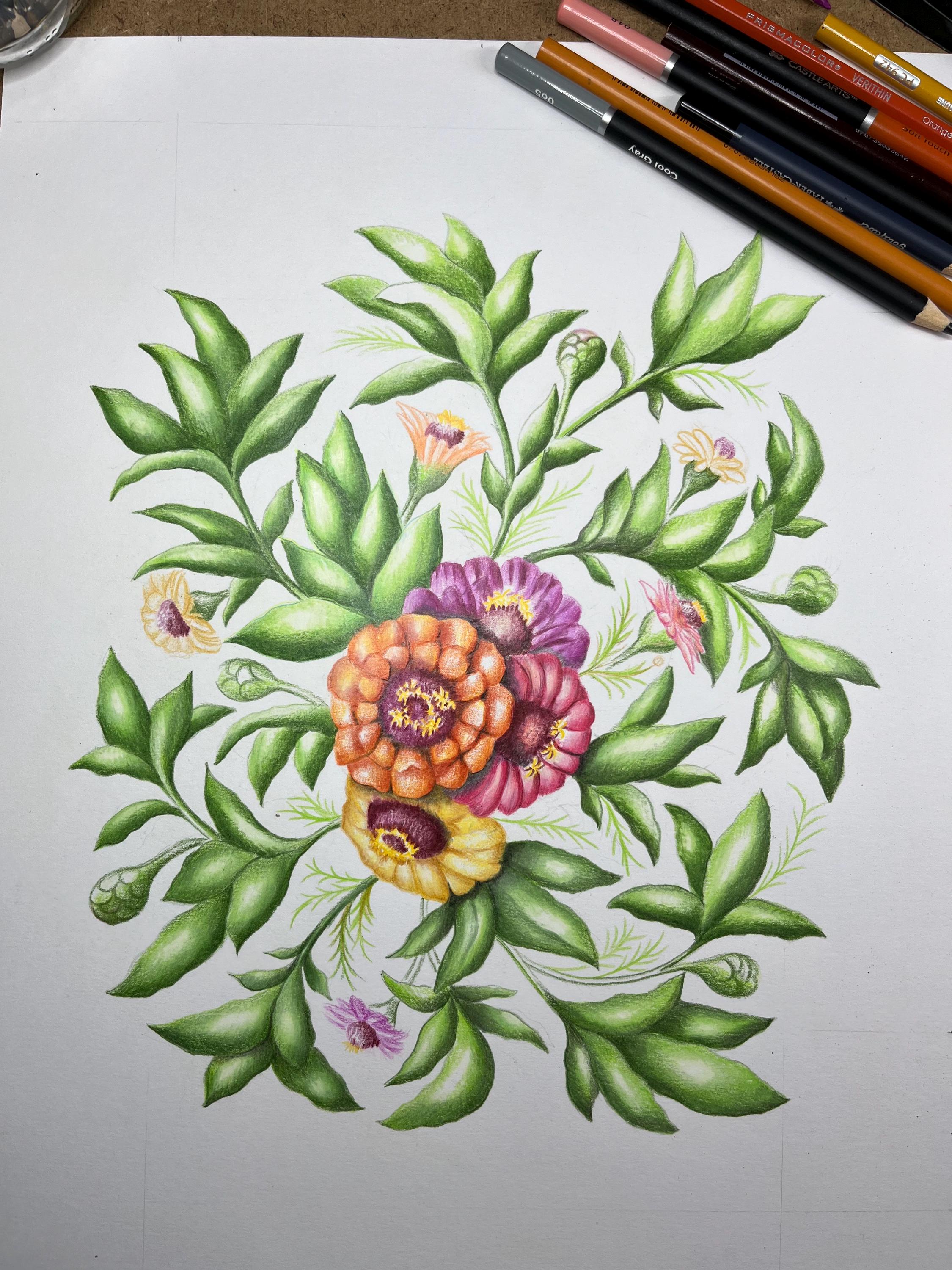 Zinnia Flower Illustration Poster - Etsy