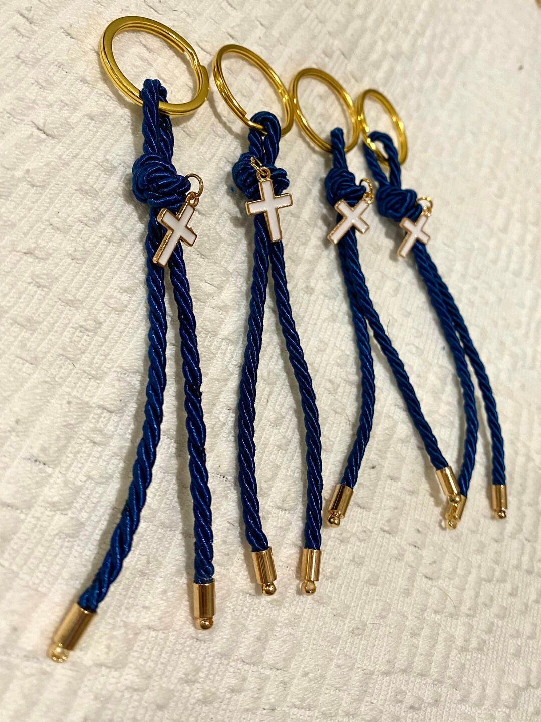 Baptism Cross Keychain (25pcs) | Christian Cross Rope Keychain ...