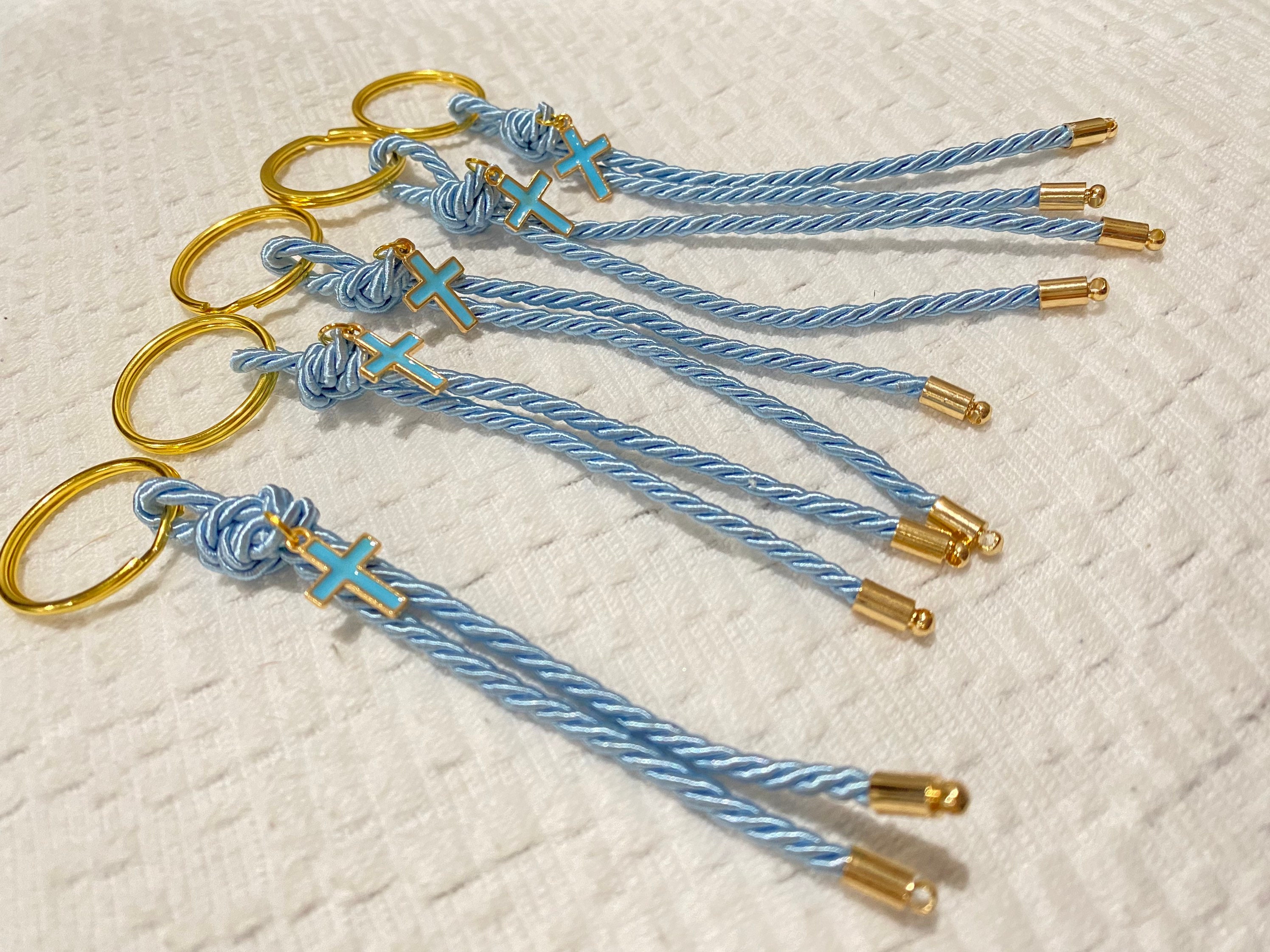 Baptism Cross Keychain | Jesus Cross Keyring | Christian Cross Rope ...