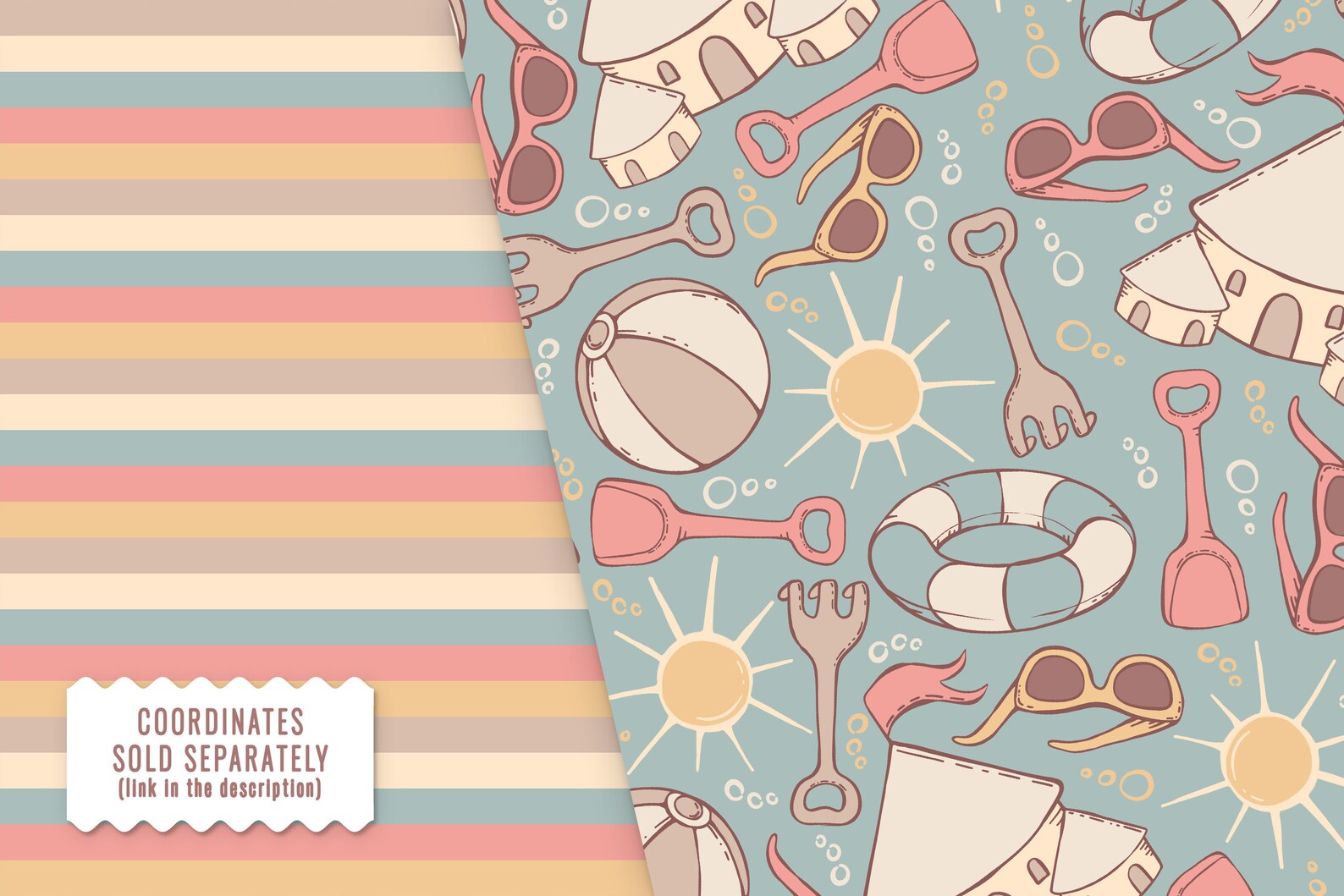 Retro Beach Seamless Pattern for Commercial Use, Repeat Pattern Jpg ...