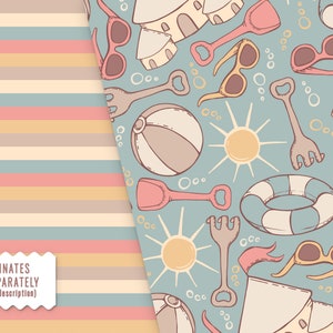Retro Beach Seamless Pattern for Commercial Use, Repeat Pattern Jpg ...