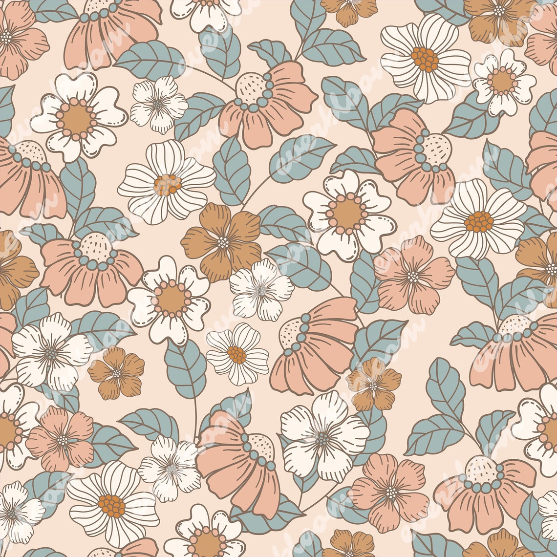 Retro Floral Seamless Pattern for Commercial Use Repeat - Etsy