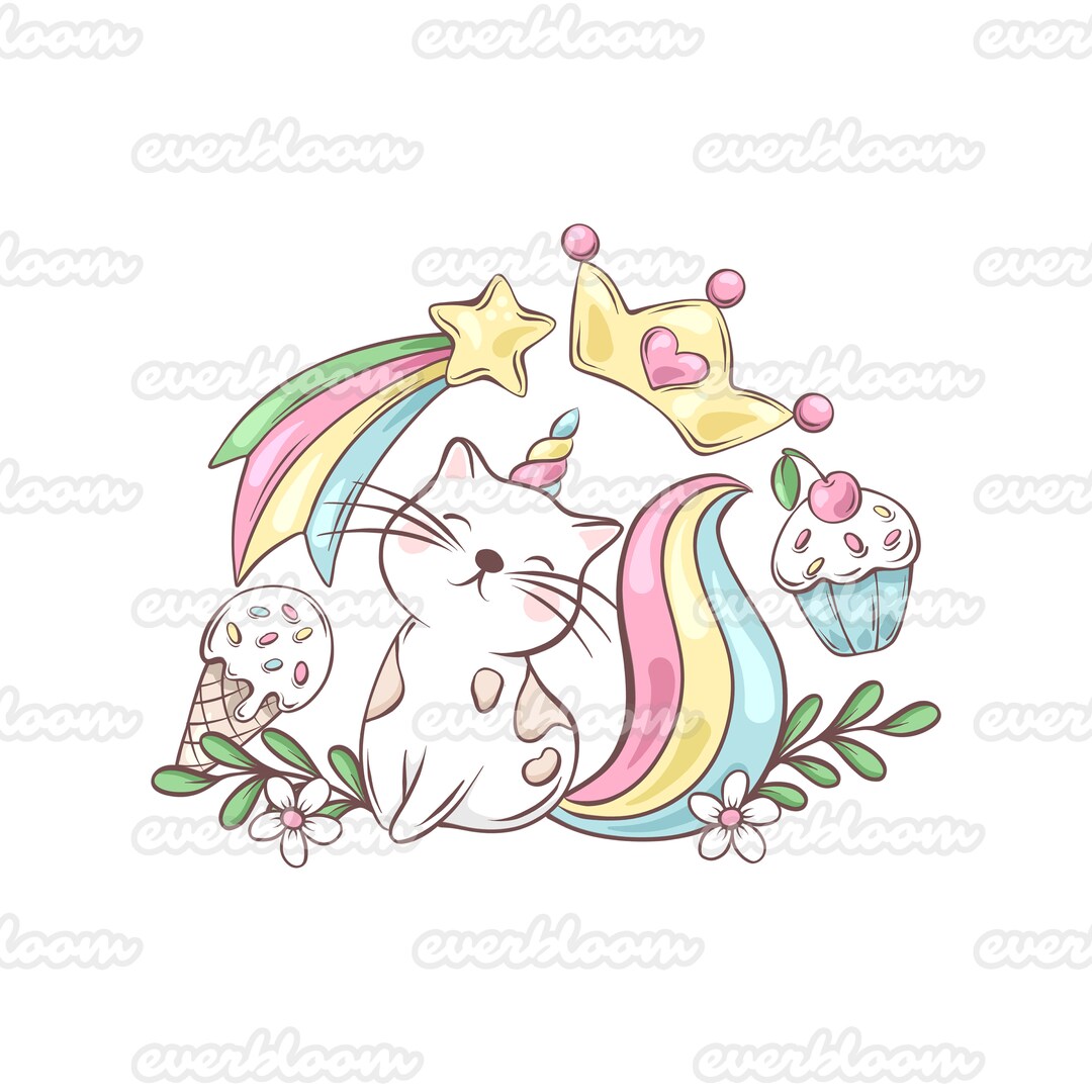 Kittycorn Sublimation Png File for Commercial Use, Unicorn Png ...