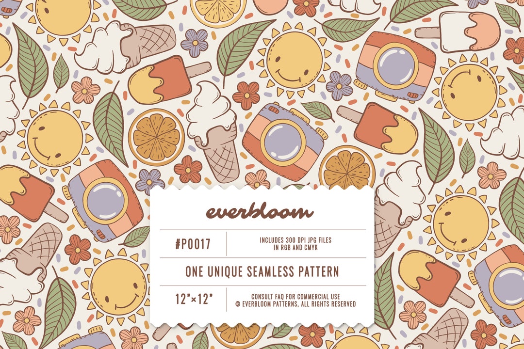 Summer Seamless Pattern for Commercial Use, Repeat Pattern Jpg, Sunny ...