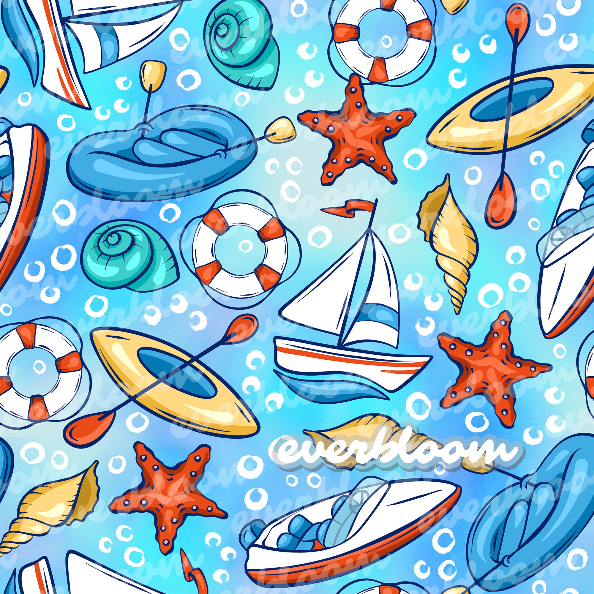 Boats Seamless Pattern for Commercial Use, Surface Pattern, Seamless ...