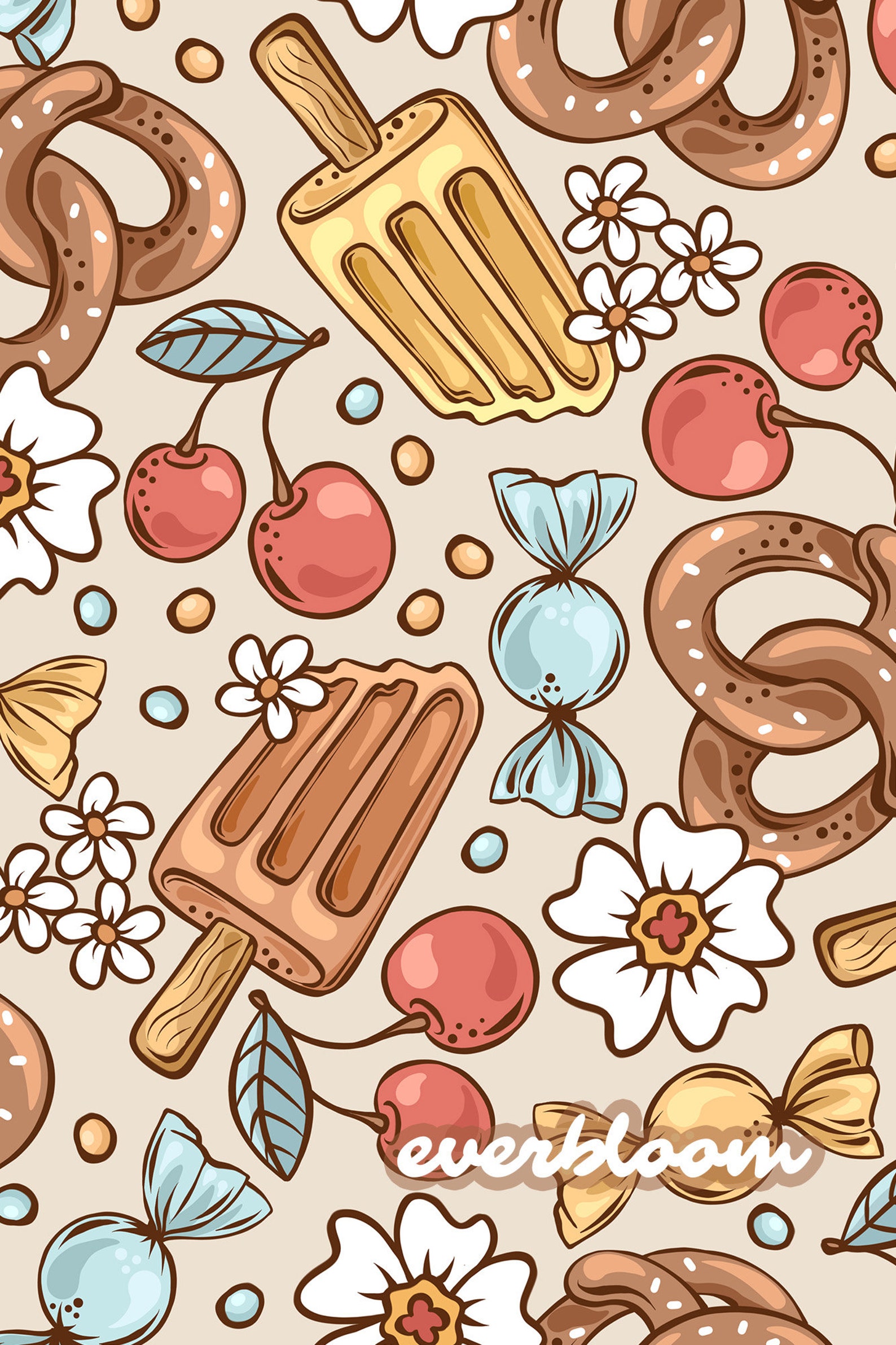 Treats Seamless Pattern for Commercial Use, Repeat Pattern Jpg, Summer ...