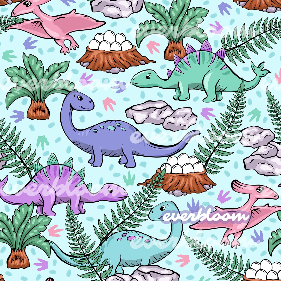 Limited Dinos Life for Commercial Use, Surface Pattern, Seamless Repeat ...