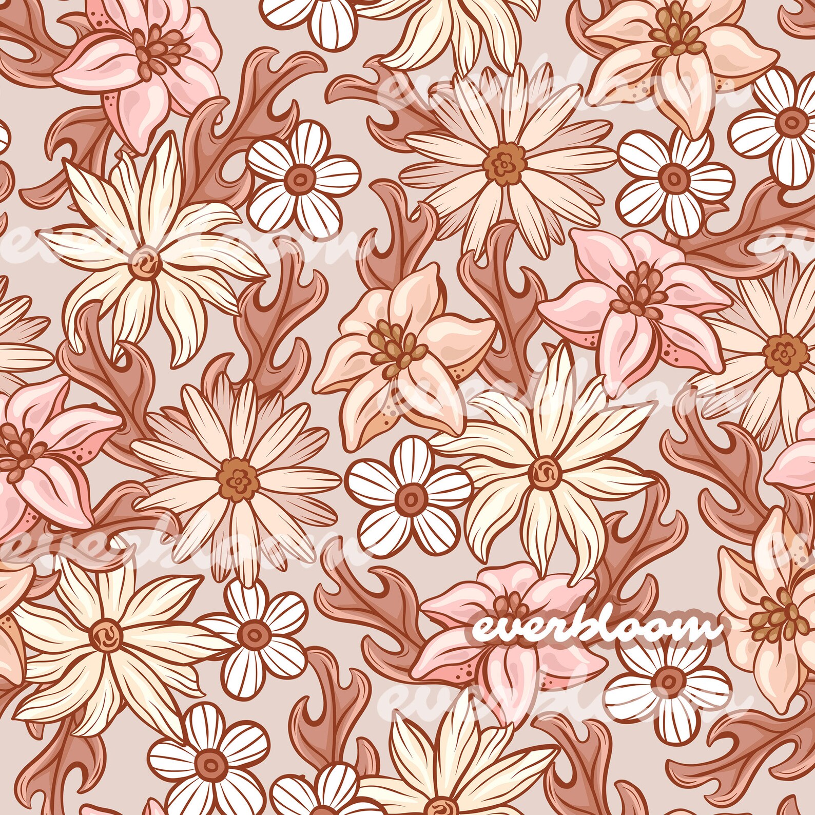 Blush Floral Seamless Pattern for Commercial Use, Repeat Pattern Jpg ...