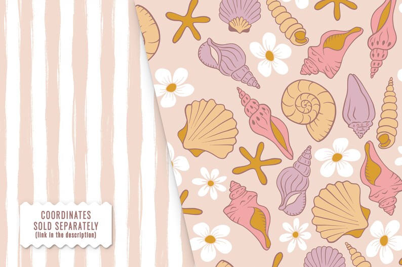 Seashells Seamless Pattern for Commercial Use, Repeat Pattern Jpg, Boho ...
