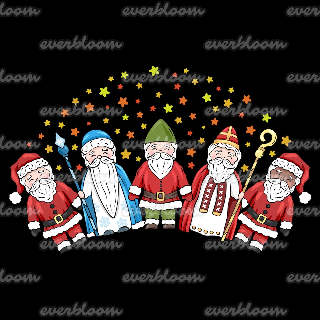 Santas Around the World Sublimation Png File for Commercial Use, Santas ...