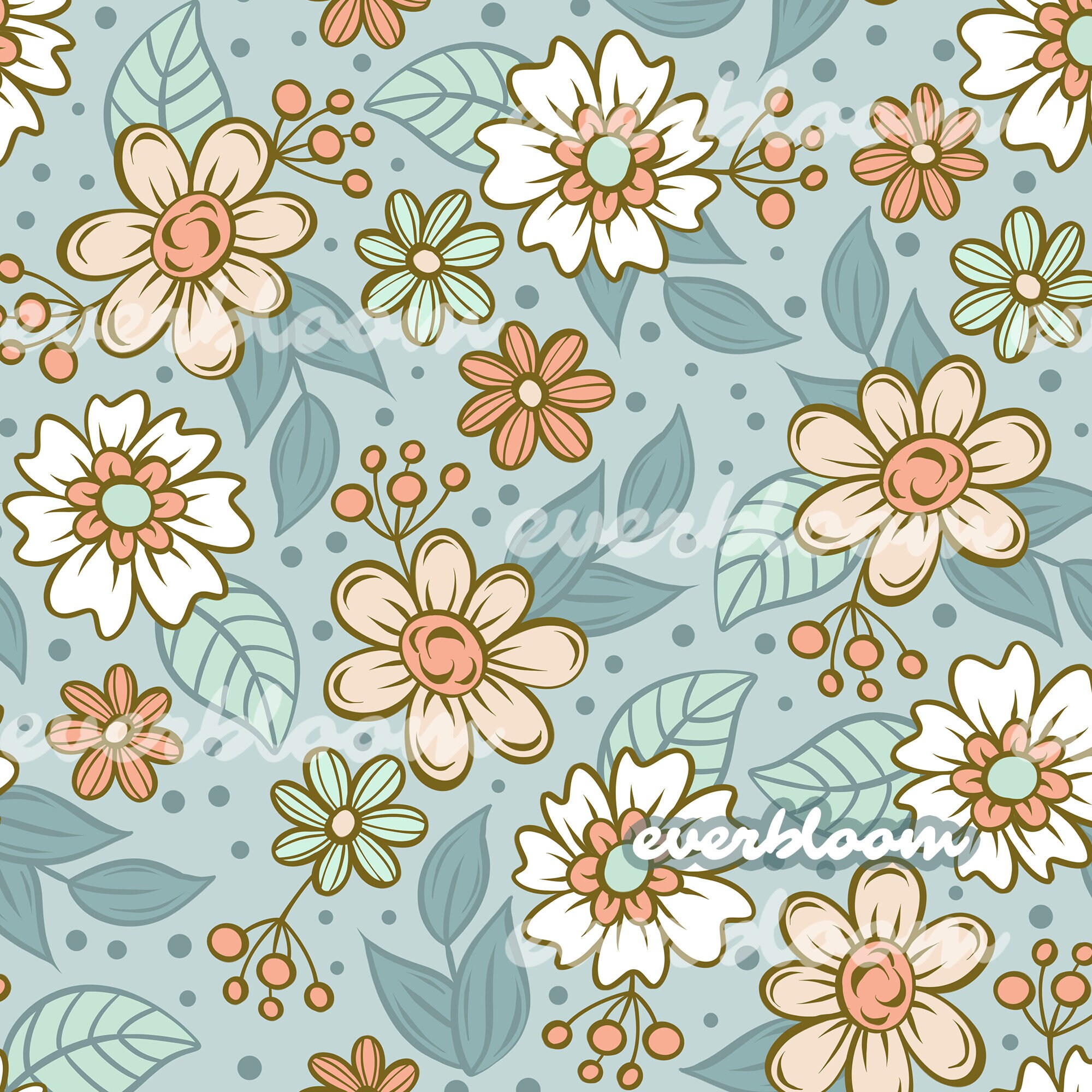 Blue Retro Floral, Seamless Pattern For, for Commercial Use, Blue ...
