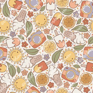 Summer Seamless Pattern for Commercial Use, Repeat Pattern Jpg, Sunny ...