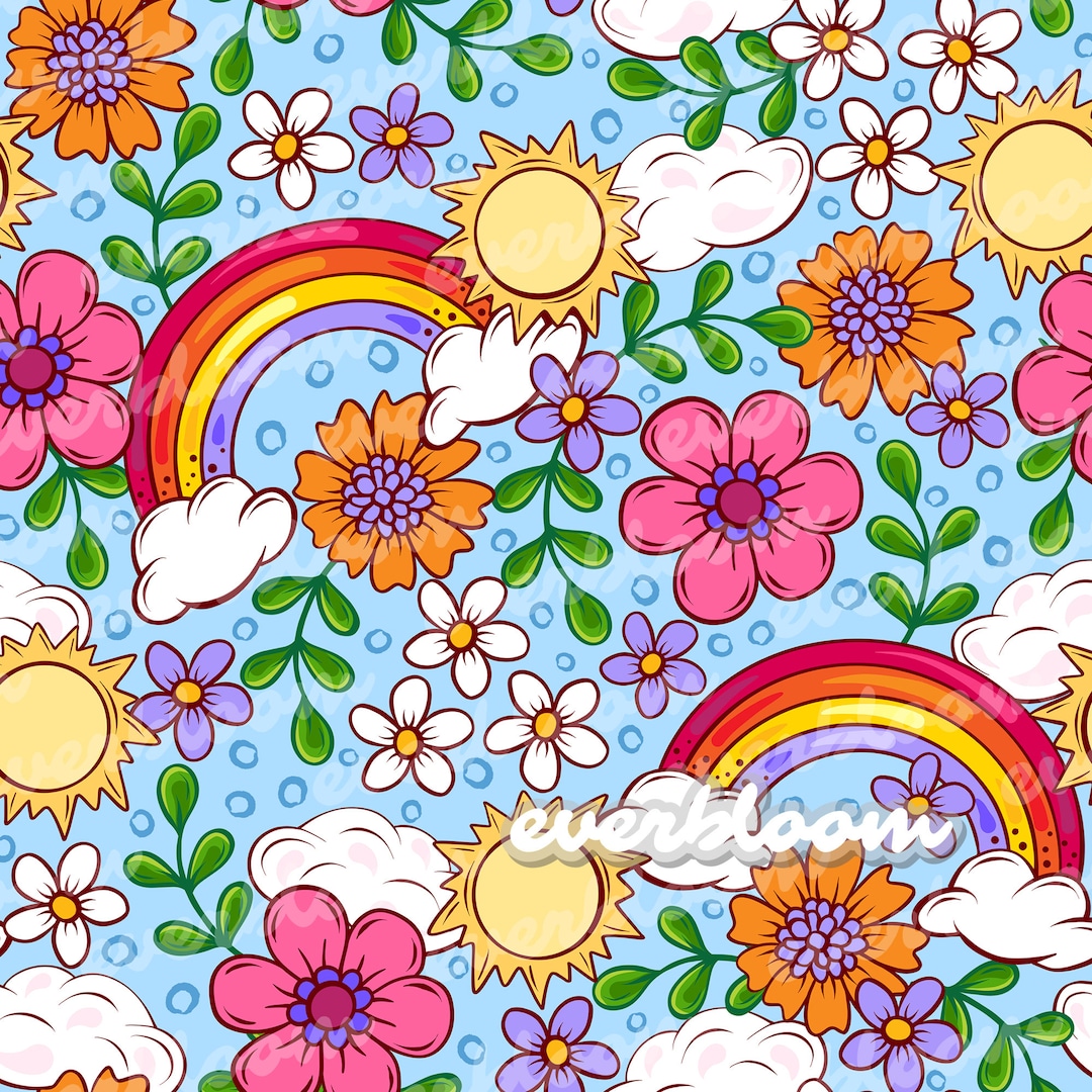 Rainbow Floral Seamless Pattern for Commercial Use, Surface Pattern ...