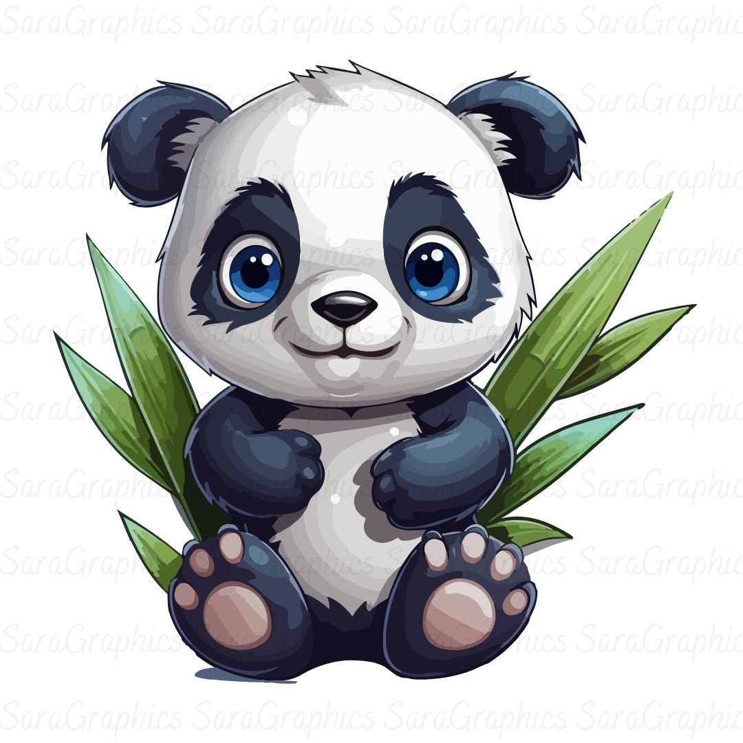 Panda Bear Cute Panda Bear Clipart Forest Animals Giant - Etsy