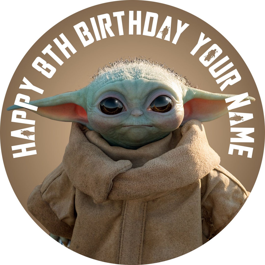 Baby Yoda Grogu Personalised Edible Cake Topper & Cupcakes - Etsy