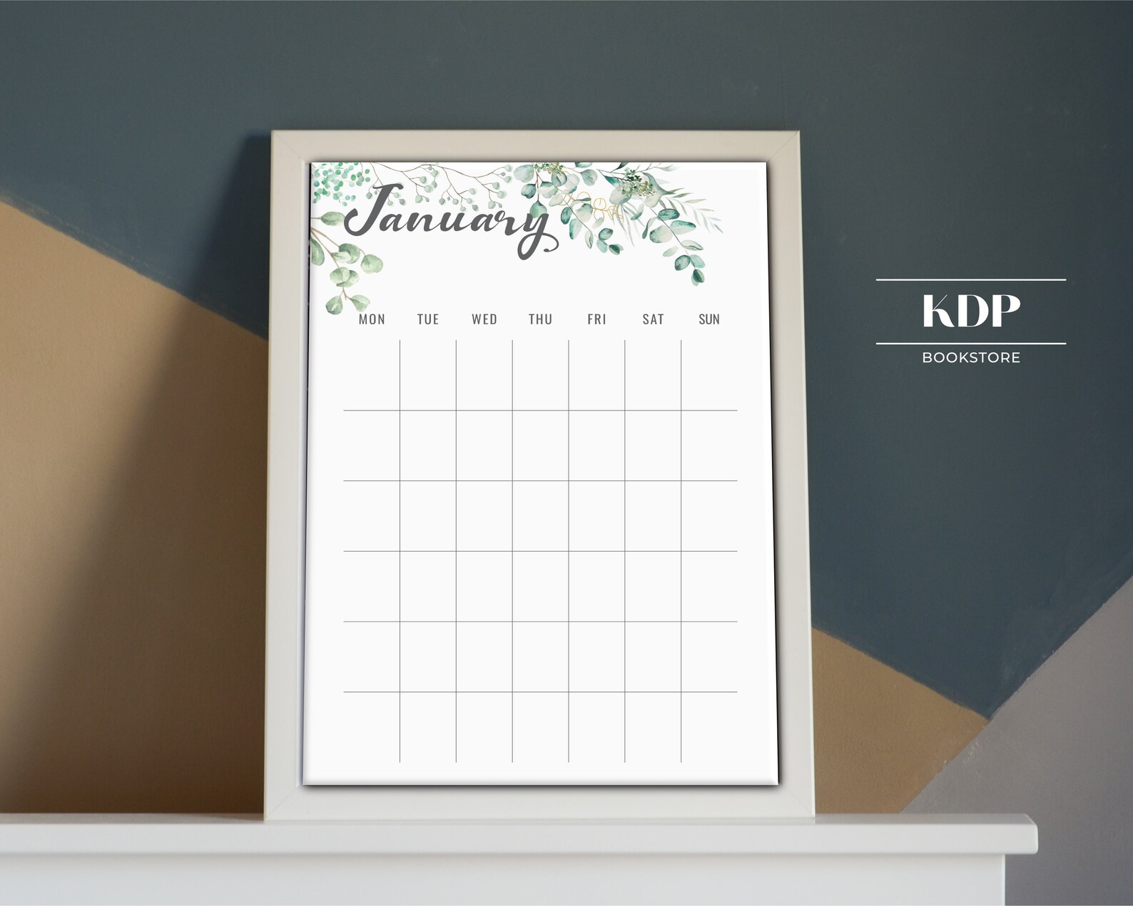 Undated Monthly Planner, Vertical Calendar, Watercolor Design ...