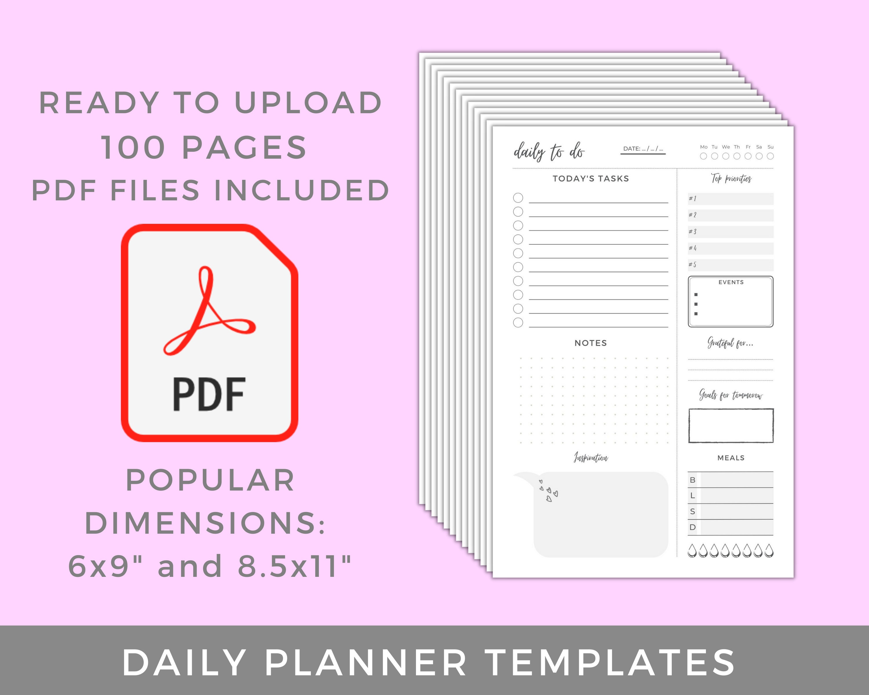 Daily Agenda, Editable Canva Templates, 6x9 and 8.5x11, Incl. Ready to ...