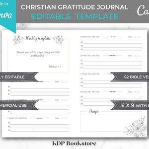 Christian Gratitude Journal Canva Template, Kdp Interior, 6x9 Fully ...