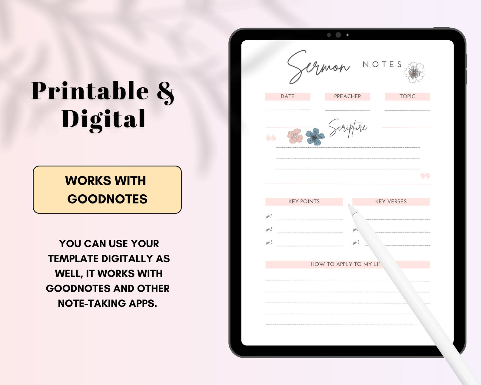 Sermon Notes Printable Template Bundle, Printable Bible Study, Digital ...