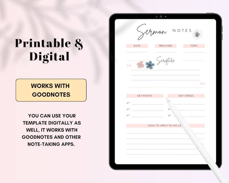 Sermon Notes Printable Template Bundle, Printable Bible Study, Digital ...