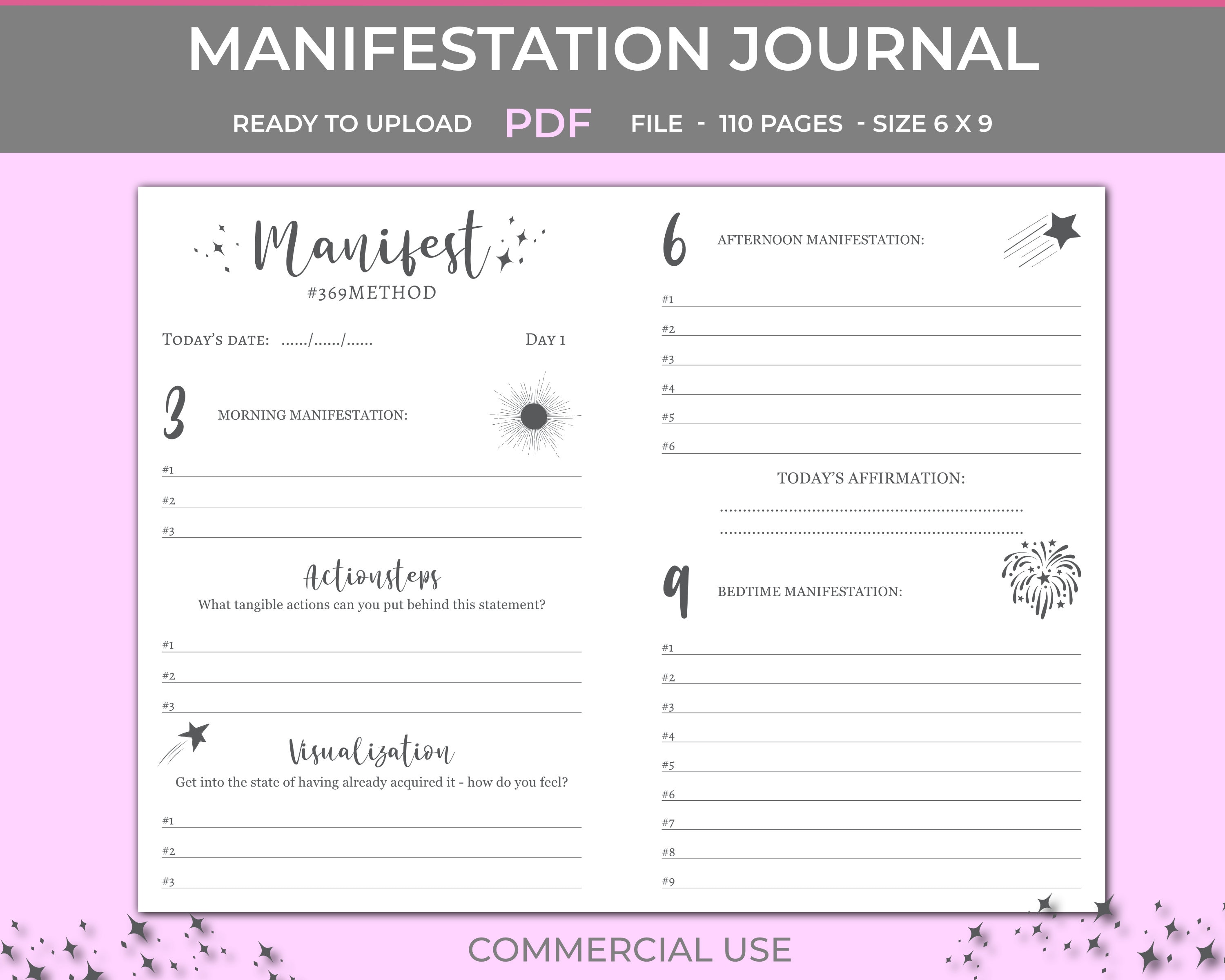 Manifestation Journal 369 Method, KDP Interior, Ready to Upload PDF ...